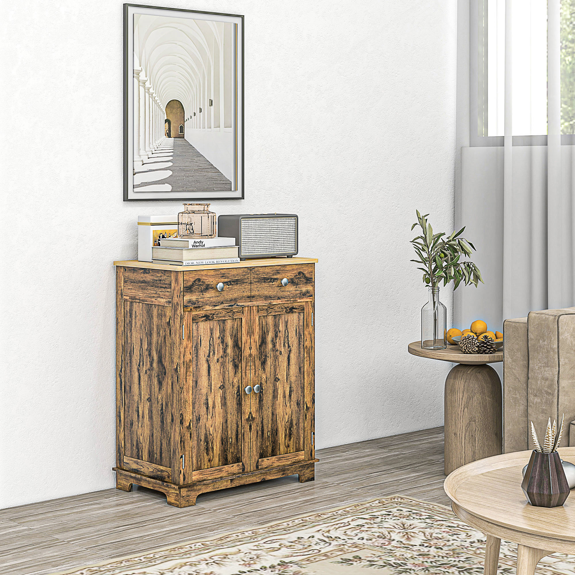 Millwood Pines Buffet avec comptoir en bois massif, armoire de ...