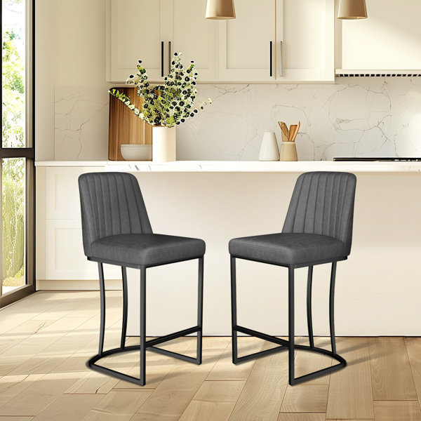 George Oliver Malakeh Upholstered 25.6'' Counter Stool With Metal Frame ...