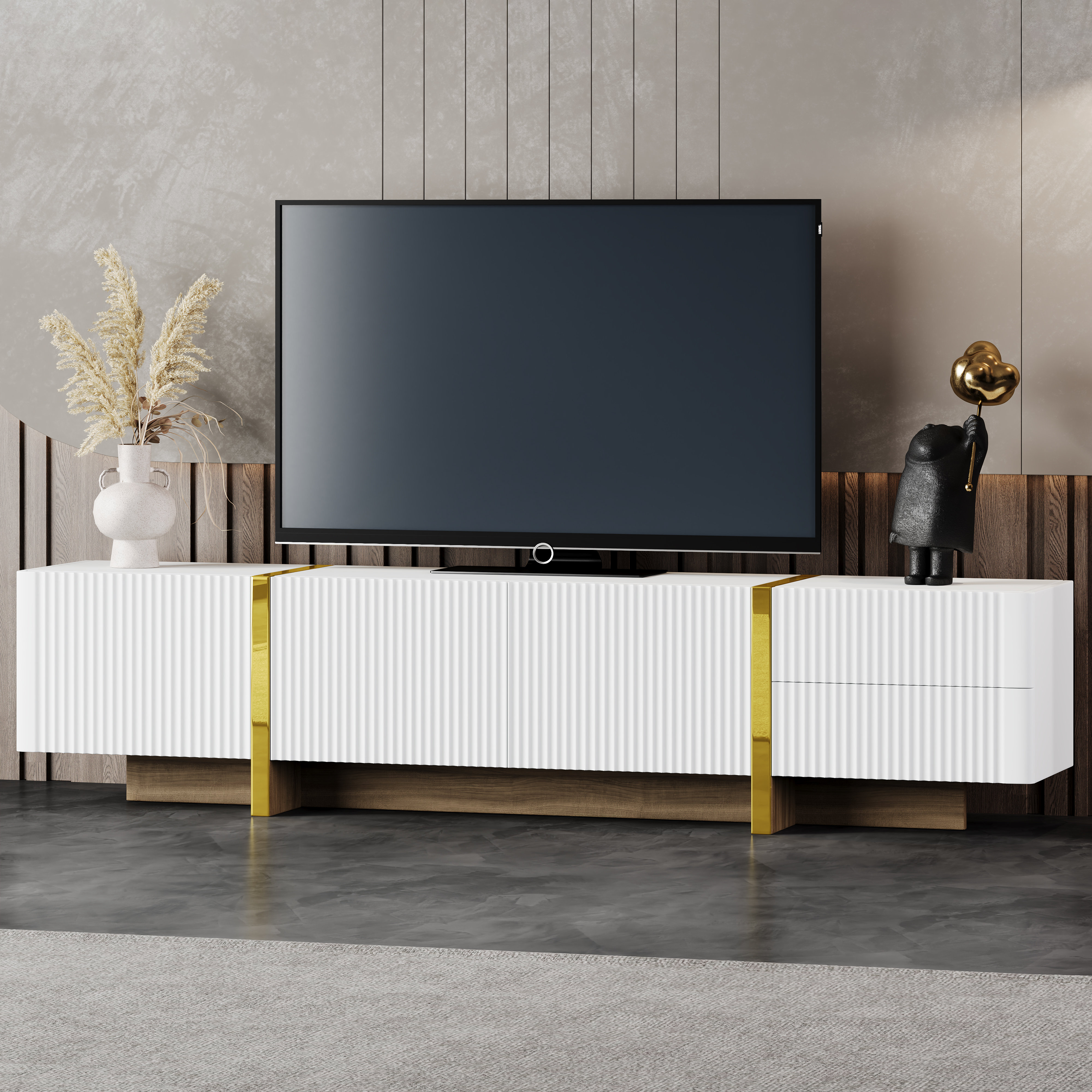 George Oliver Luxury Fluted TV Stand For Tvs Up To 80'', Modern ...