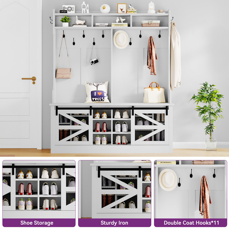 Gracie Oaks Farmhouse Hall Tree & Reviews | Wayfair