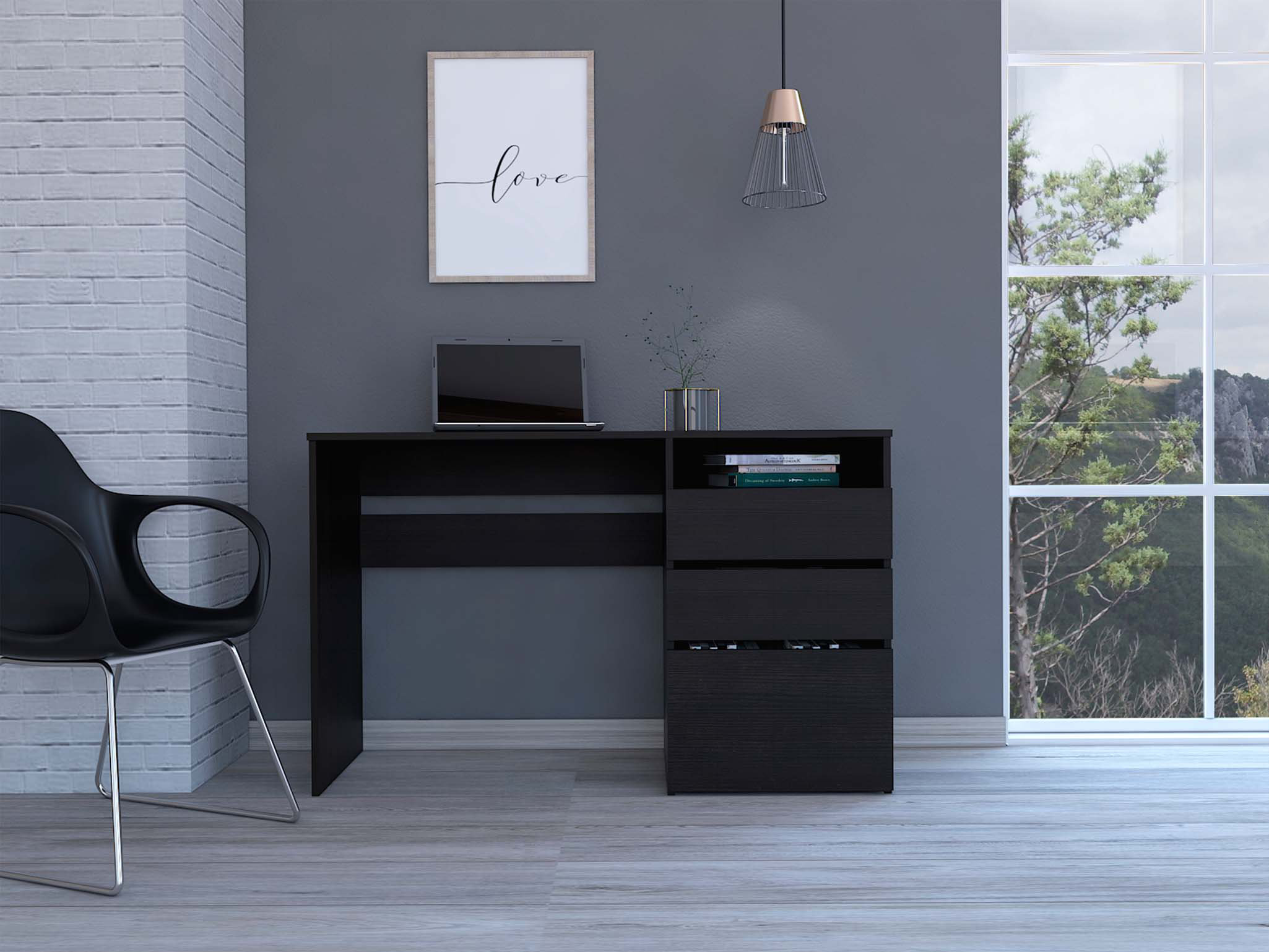 Latitude Run® Louisiana Writing Computer Desk, Three Drawers | Wayfair