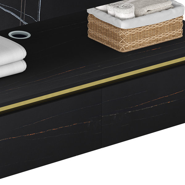 Mercer41 Parthina Mercer41 40'' Wall Mounted Bathroom Vanity With Stone ...