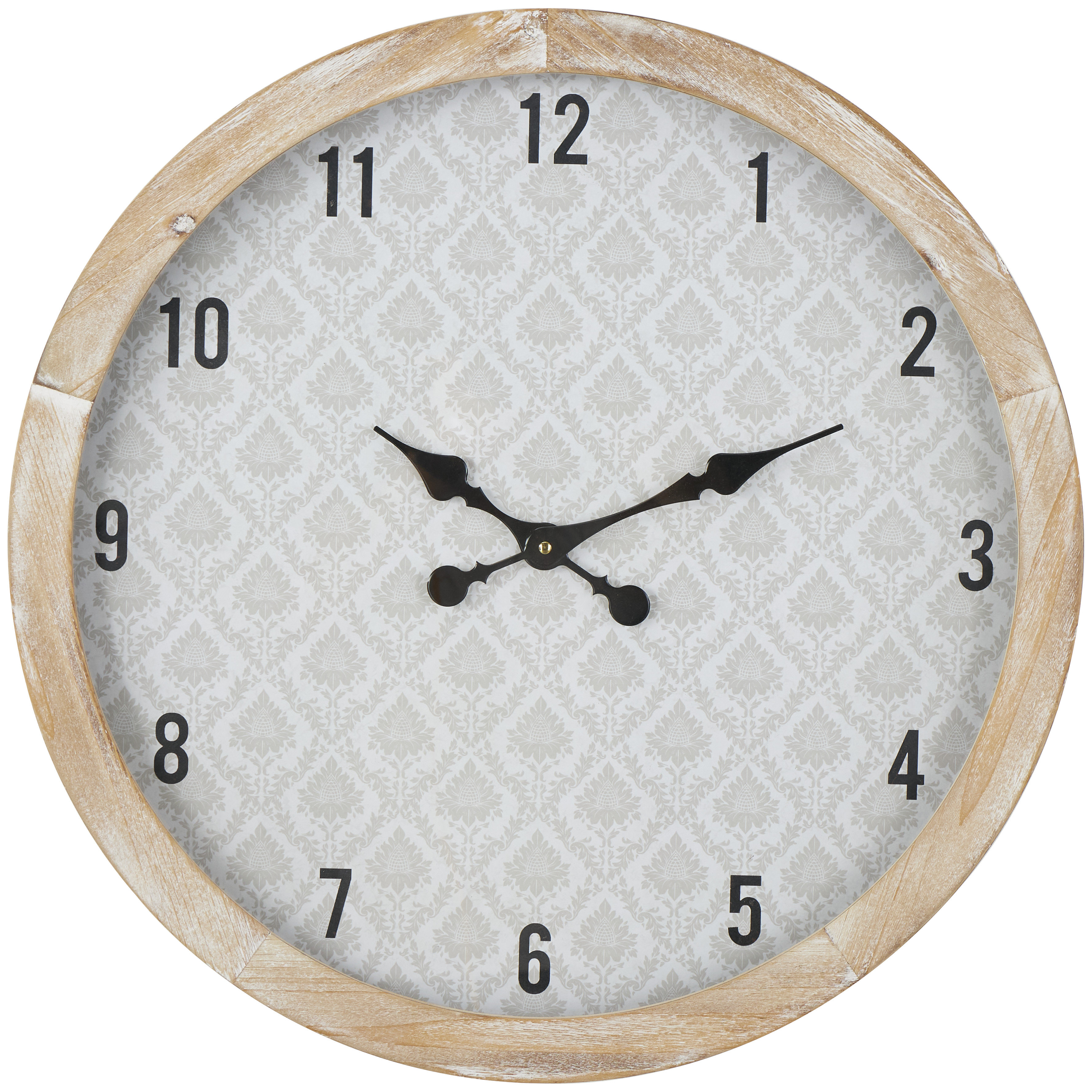 August Grove® Onnig Wooden Floral Decorative Beige Wall Clock with ...