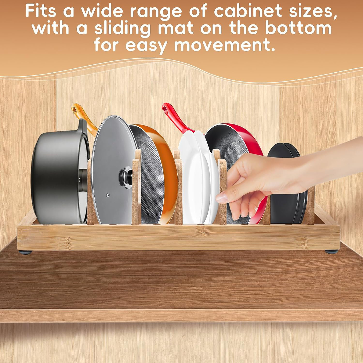 Mint Pantry® Bamboo Pot Lid Organizer Pots And Pans Organizer Inside ...