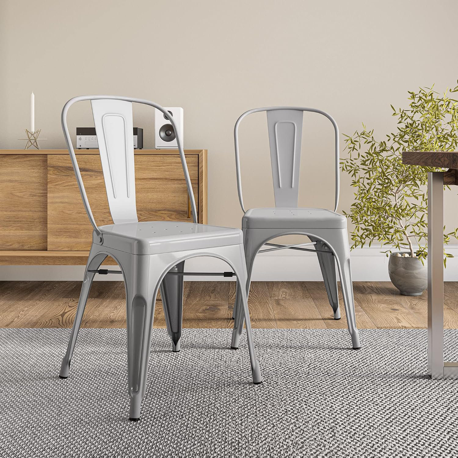 Trent Austin Design® Metal Dining Chairs Set Of 4, Stackable Metal ...