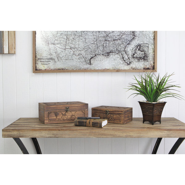 Bay Isle Home 2 Piece Handmade Wooden Decorative Trunk Set | Wayfair