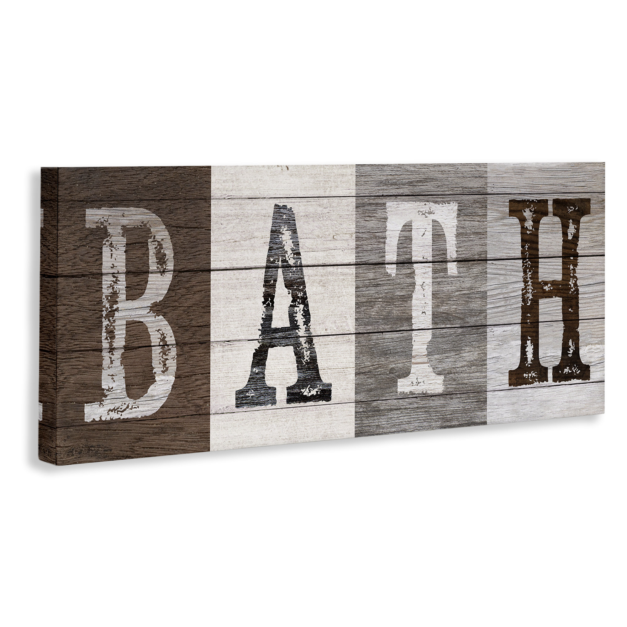 Ophelia & Co. Rustic Bath Letters Canvas, design by Susan Arnot | Wayfair