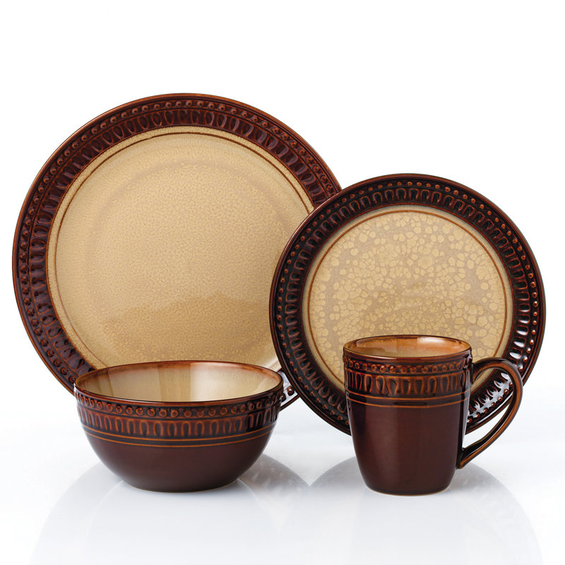 Lorren Home Trends 16 Piece Dinnerware Set, Service for 4 & Reviews ...