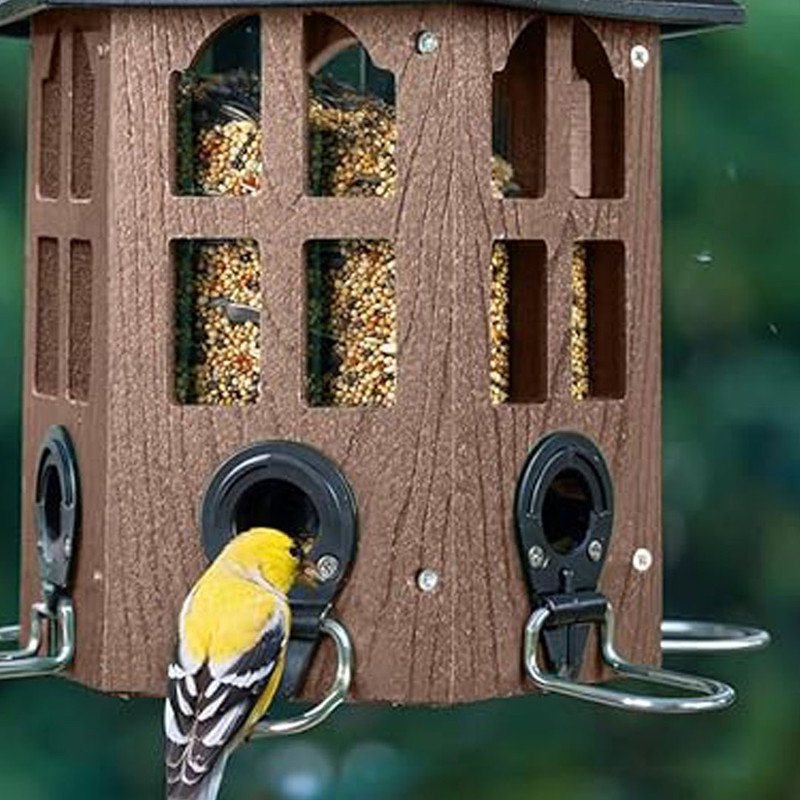 Arlmont & Co. Outdoor Wild Bird Feeder with 6 Ports & U-Shape Perch ...