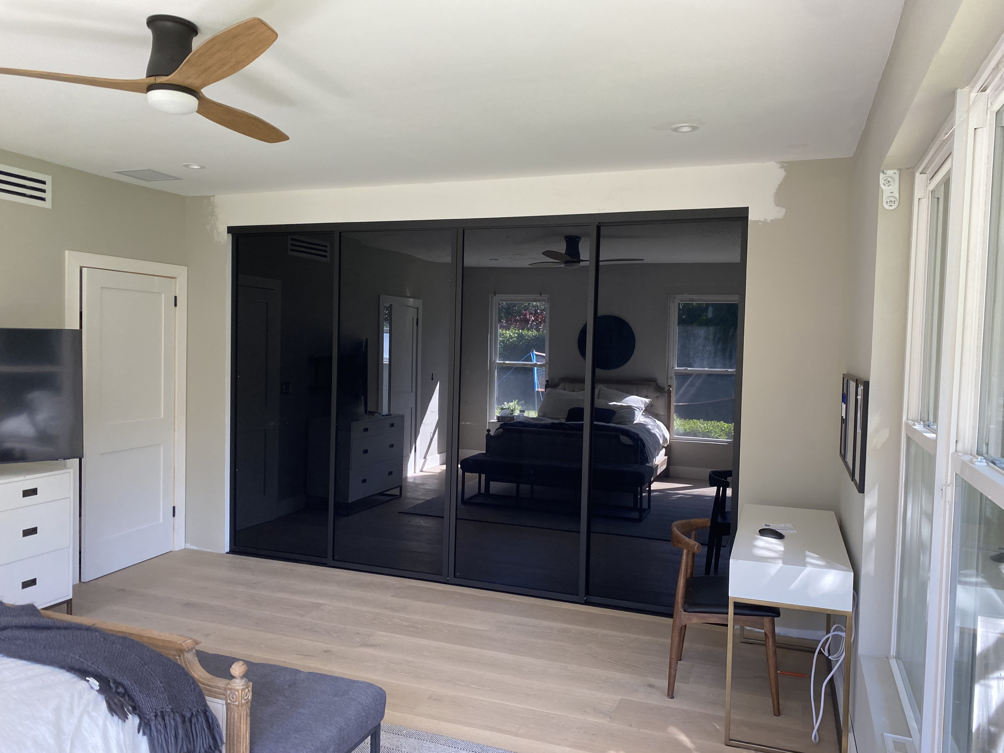 Doors22 4 Panel Smoked Glass Sliding Room Divider - Aluminum Frame with ...