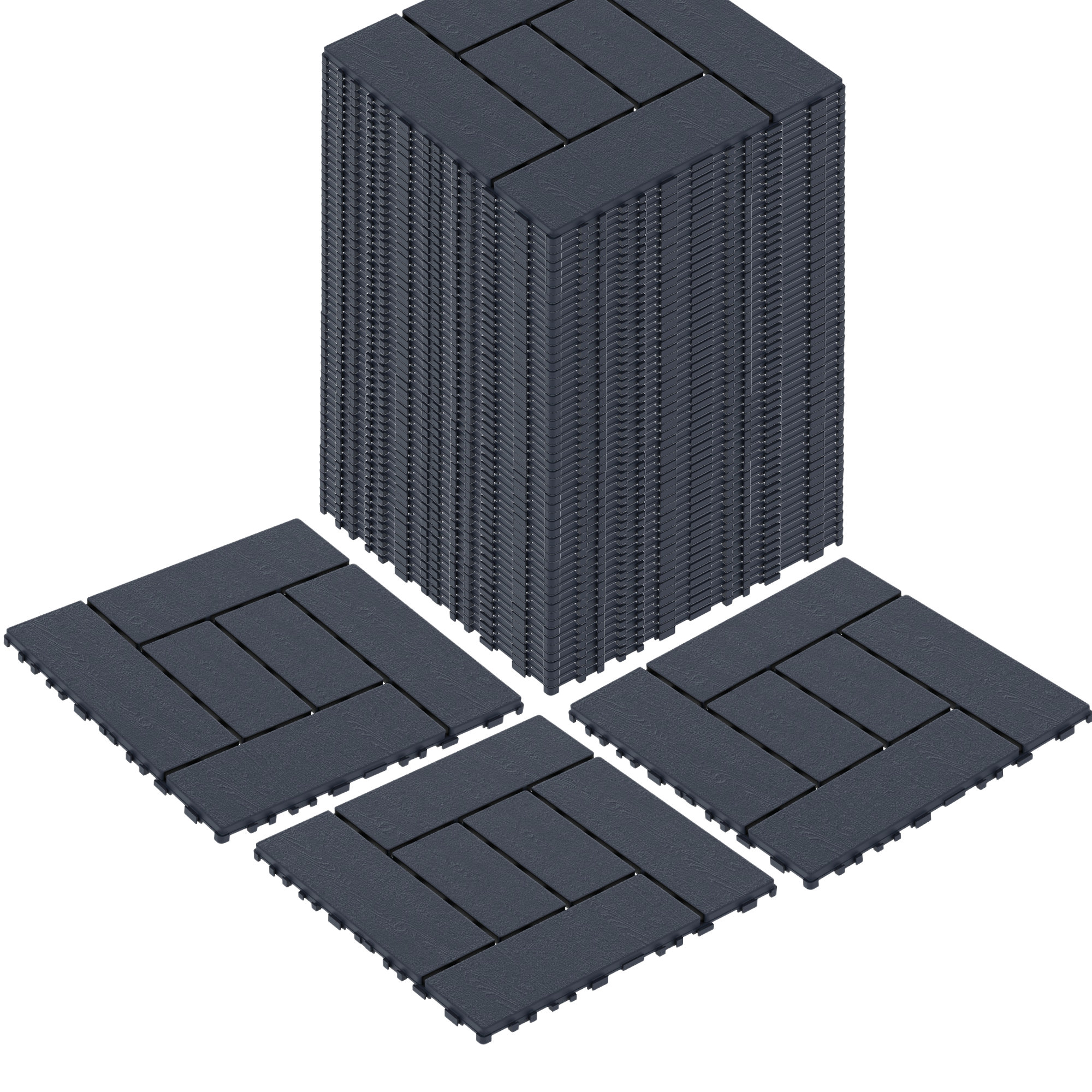 Dynoson 12"X12" Plastic Interlocking Grey Deck Tiles All Weather Use(44 ...