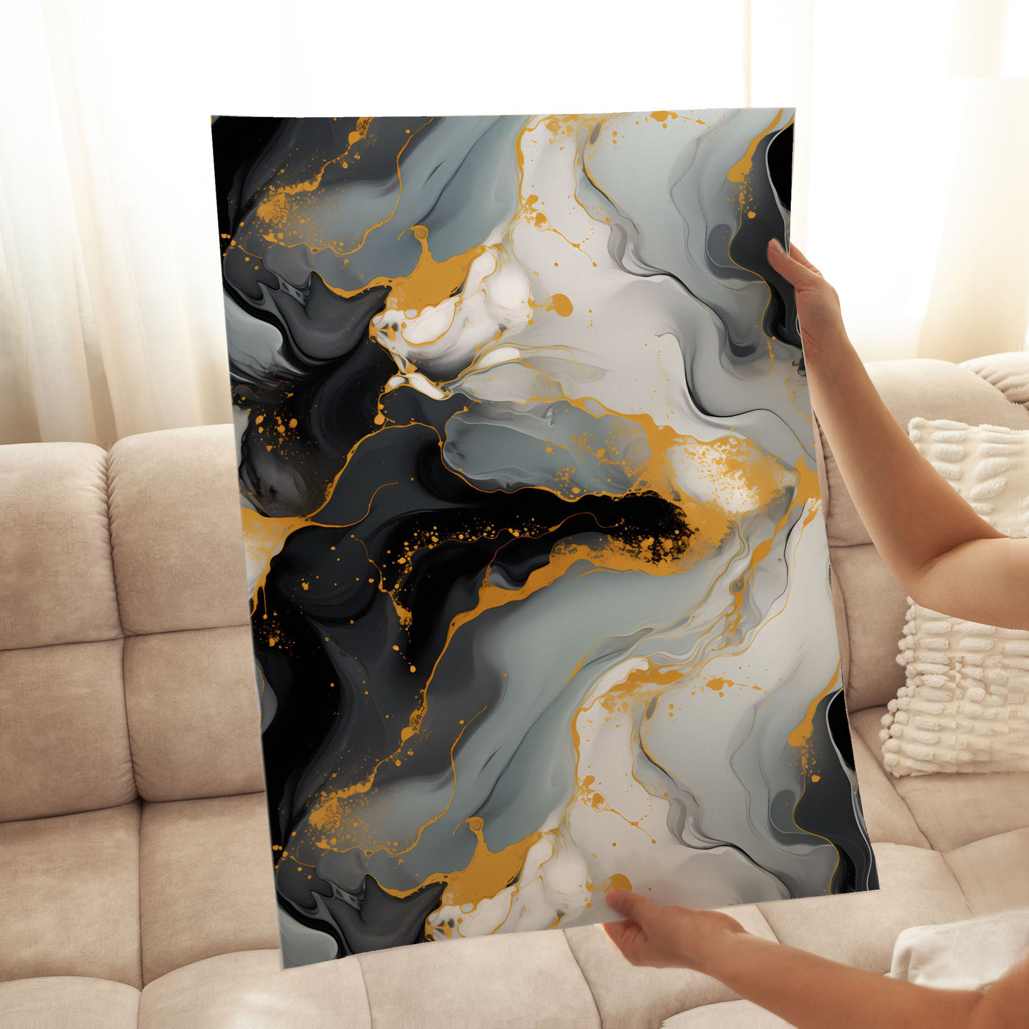 Winston Porter Abstract Gold Brush Strokes III Modern Unframed Art ...