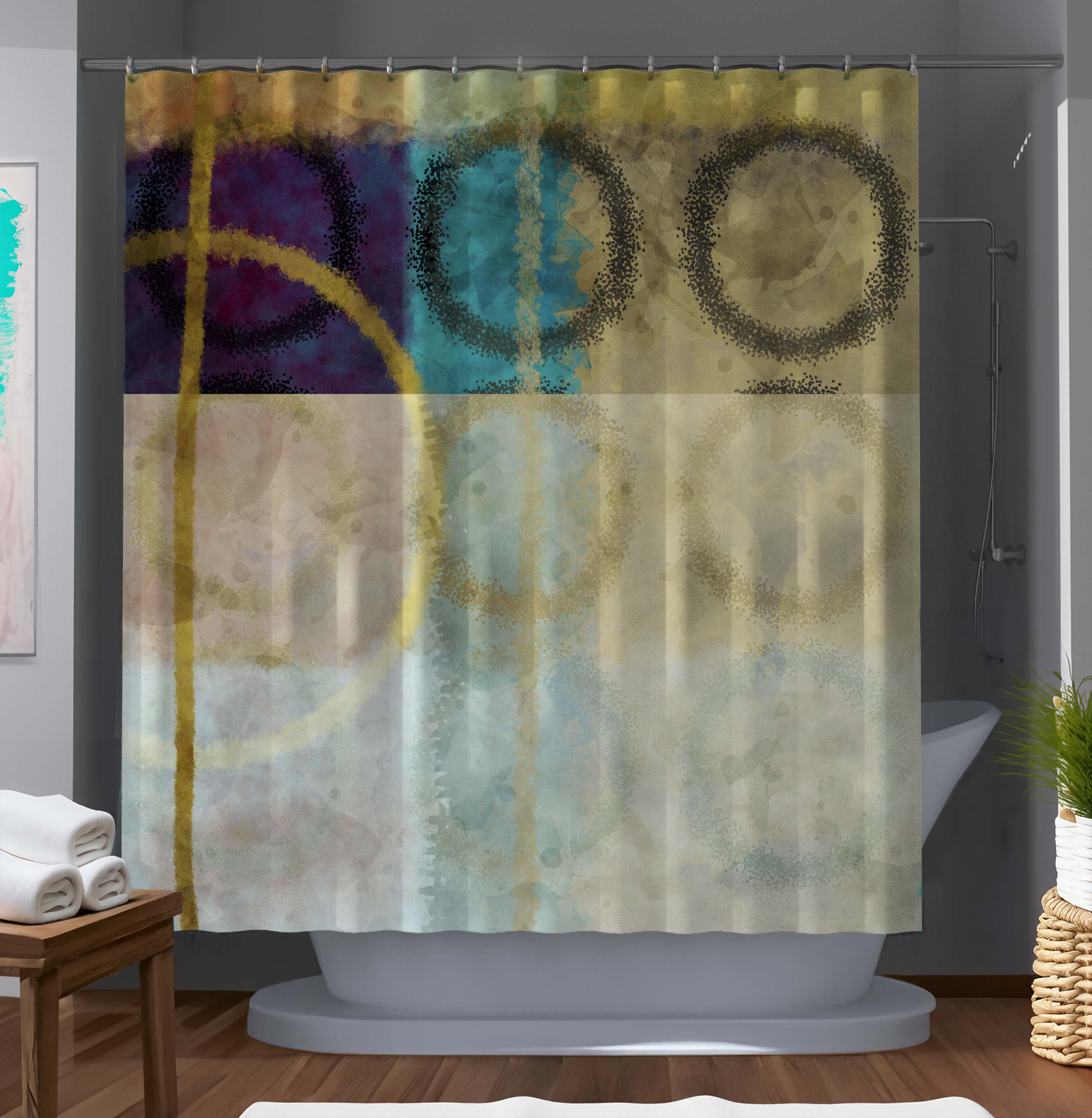 East Urban Home Mako Abstract Shower Curtain | Wayfair