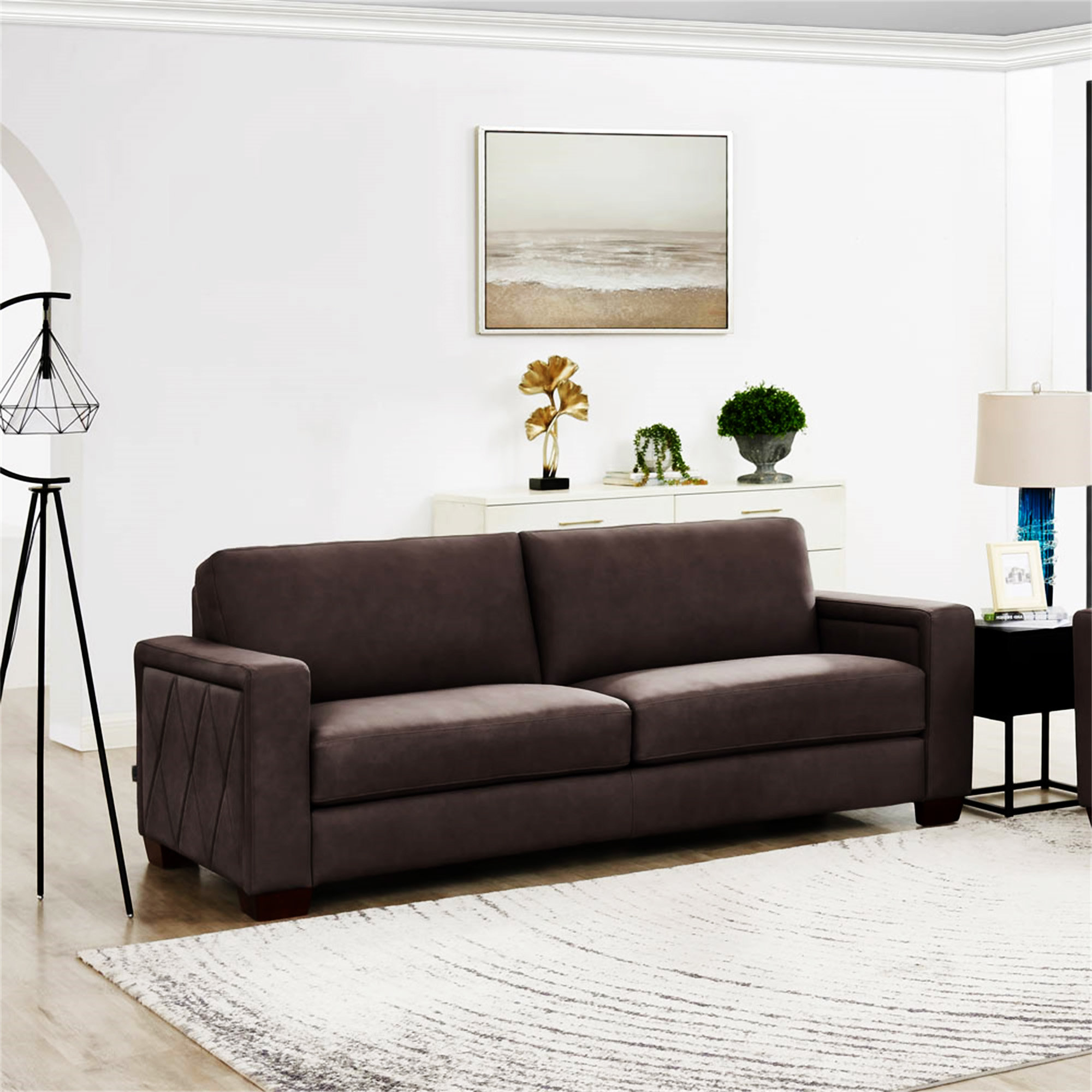 Hokku Designs Marciano Performance Sueded Leather Sofa | Wayfair