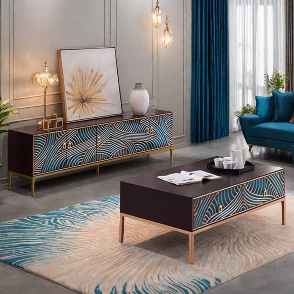 Wu's StylishVault Light luxury coffee table TV cabinet combination ...