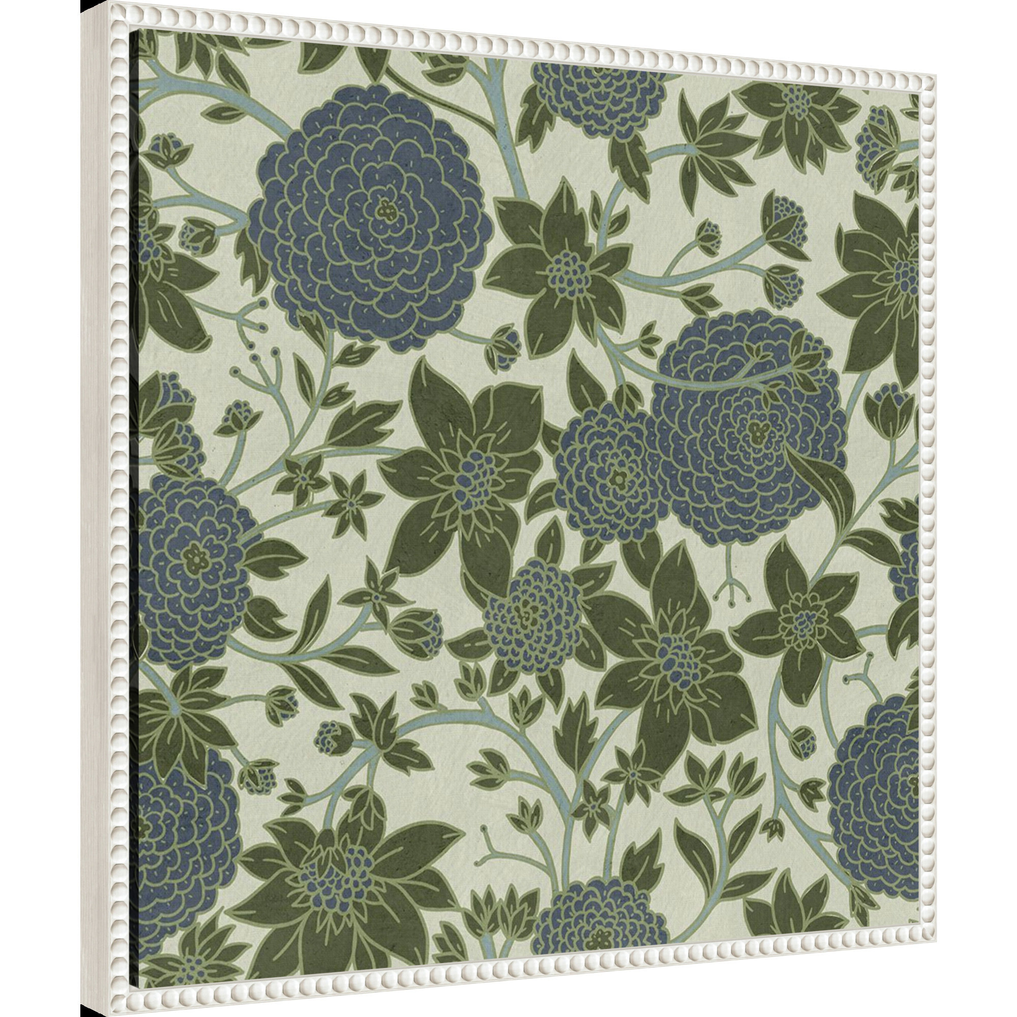 Winston Porter Puff Ball Vines Blue Green by Katie Oshea Framed Canvas ...