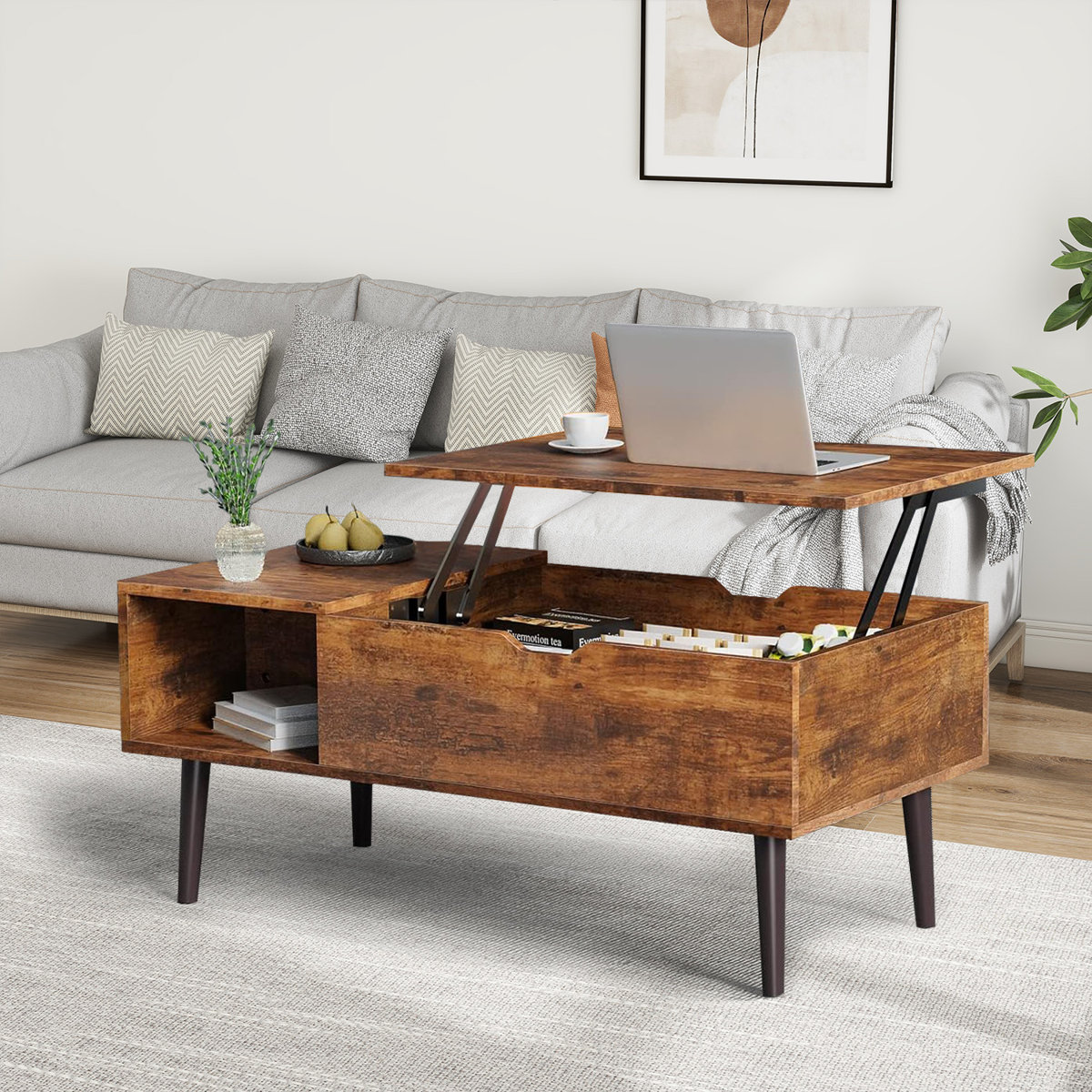 George Oliver Small Modern Wooden Center Tables Lift Top Coffee Tables ...