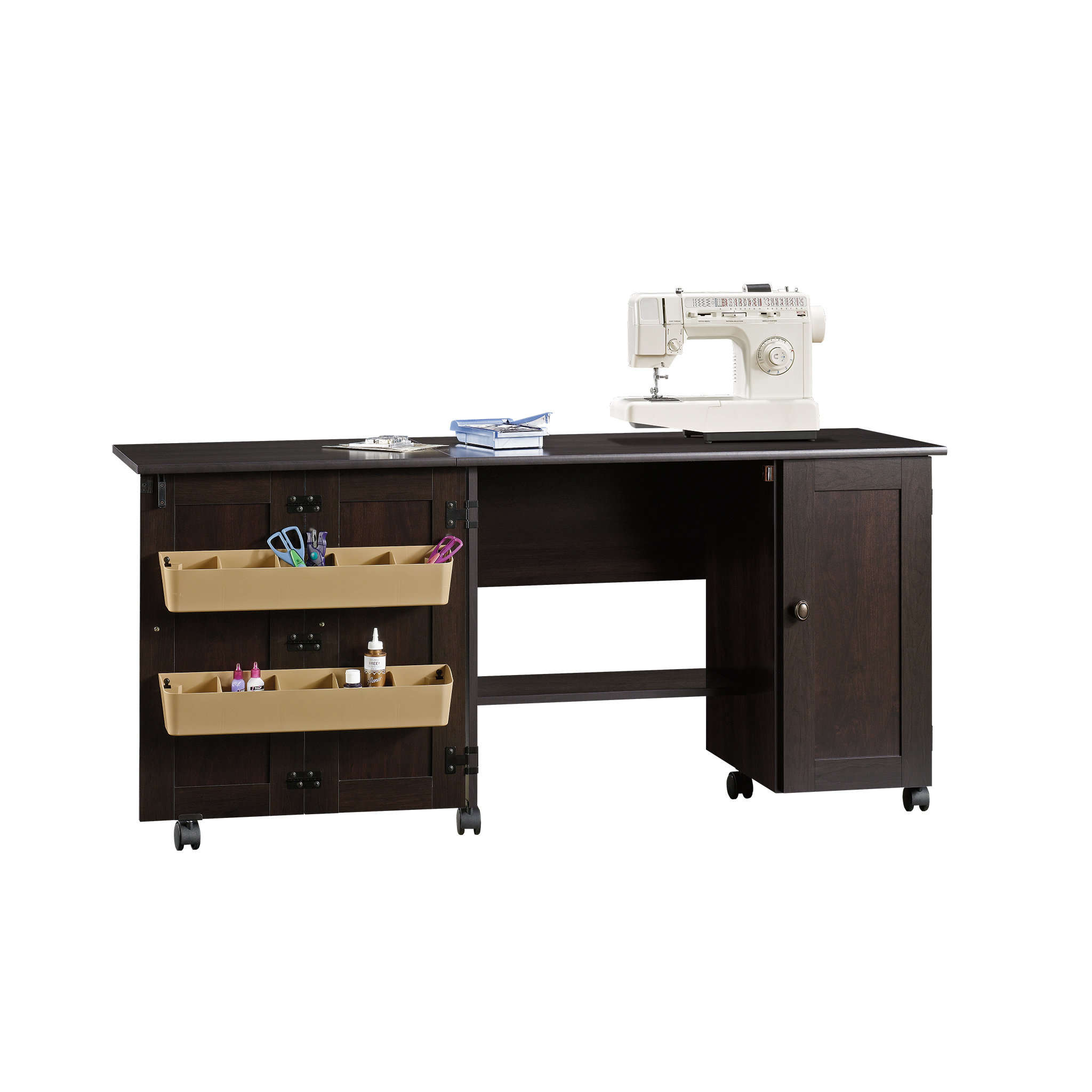 Red Barrel Studio St. Nicholas Foldable Sewing Table with Wheels ...