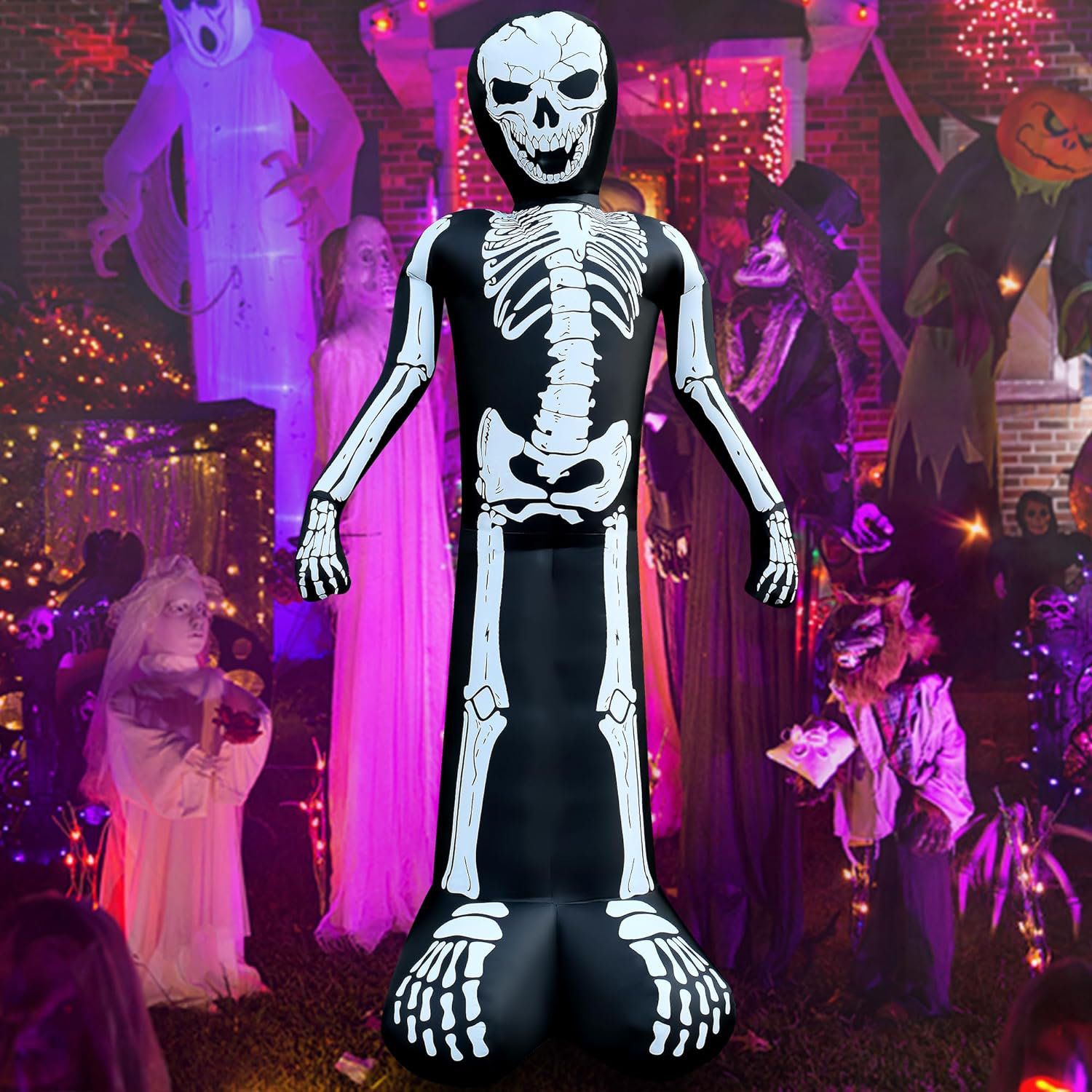 The Holiday Aisle® 10 FT Giant Halloween Skeleton Inflatable Decoration ...