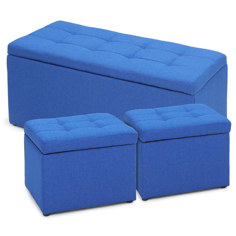 MoNiBloom Upholstered Storage Ottoman Bench Set, Button Tufted Storage ...