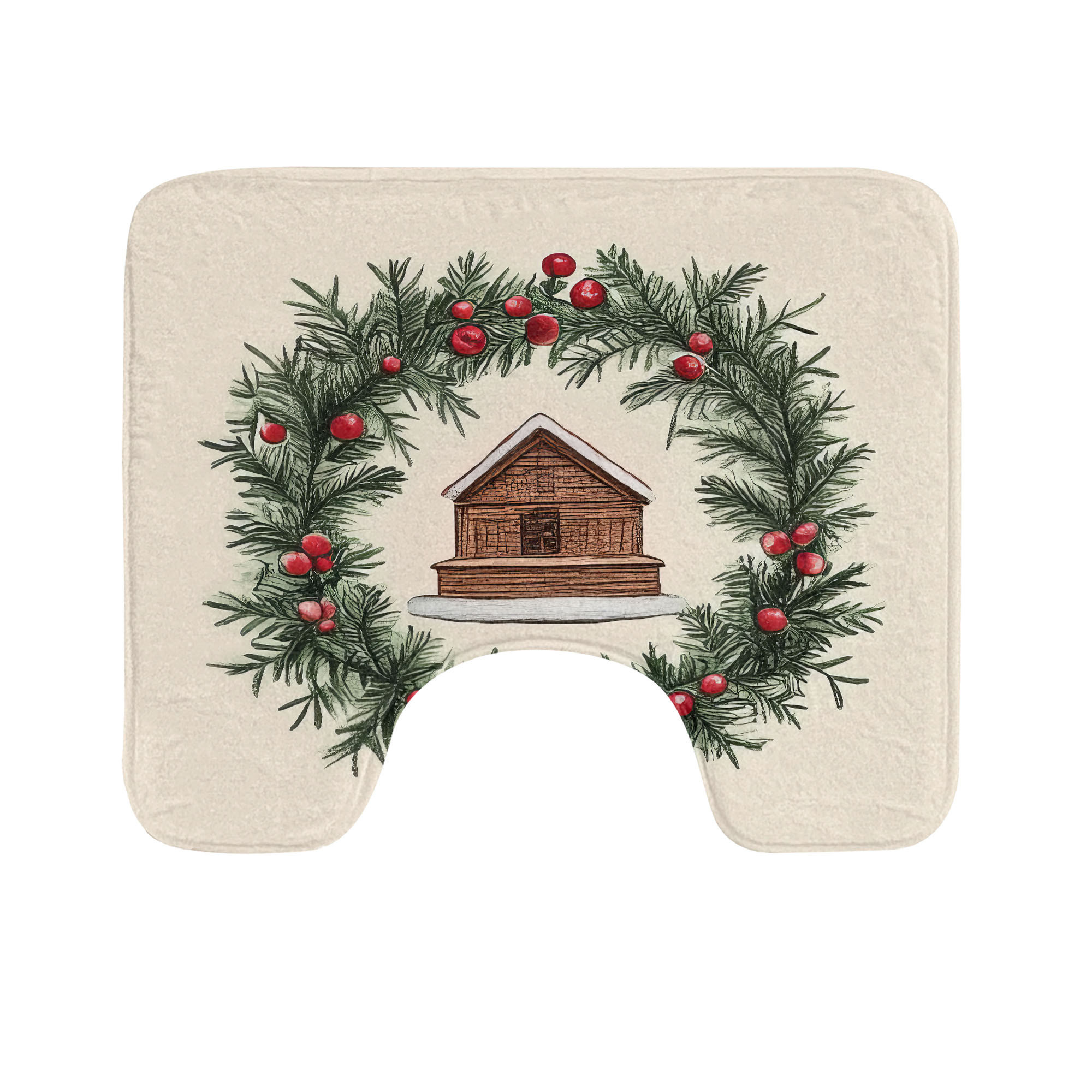 Dakota Fields Winter Toilet Mat U-Shape Bathroom Rug 20" Champagne ...