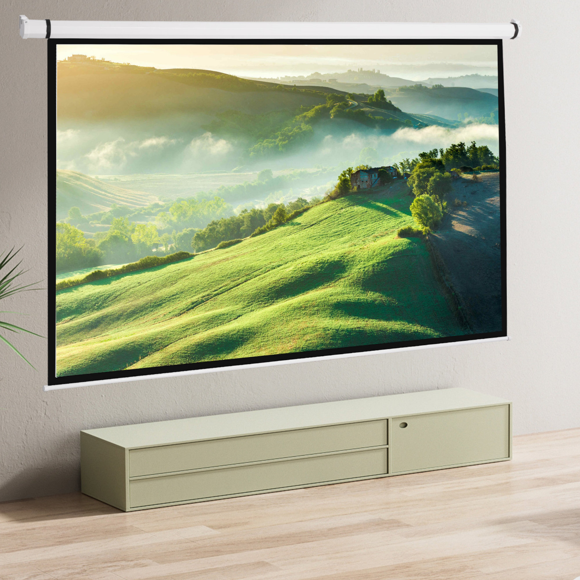 LUCKYREMORE 42.1'' x 72.2'' Electric Wall Mounted Projector Screen ...