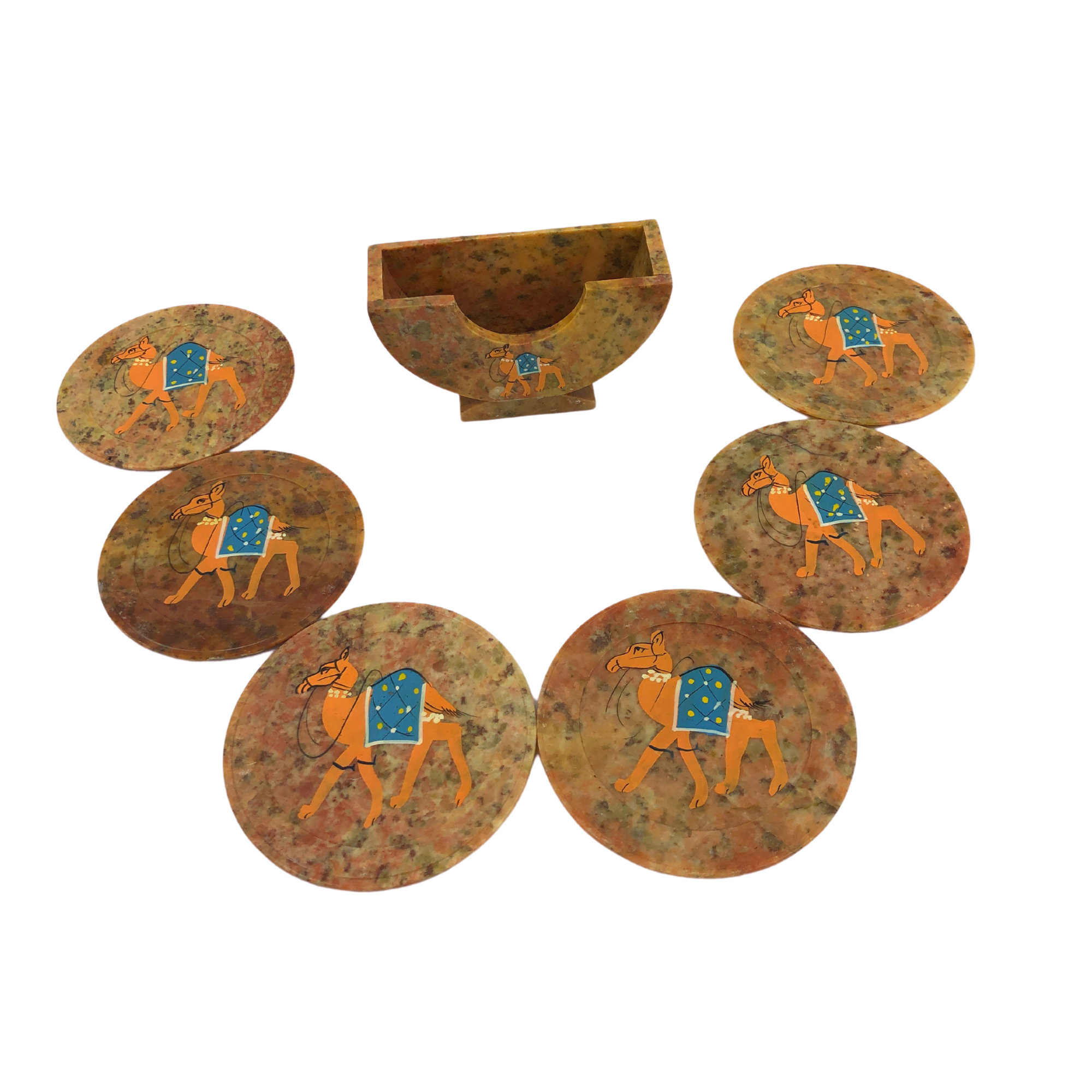 World Menagerie 4 Piece Soapstone Camel Coaster Set with Holder | Wayfair