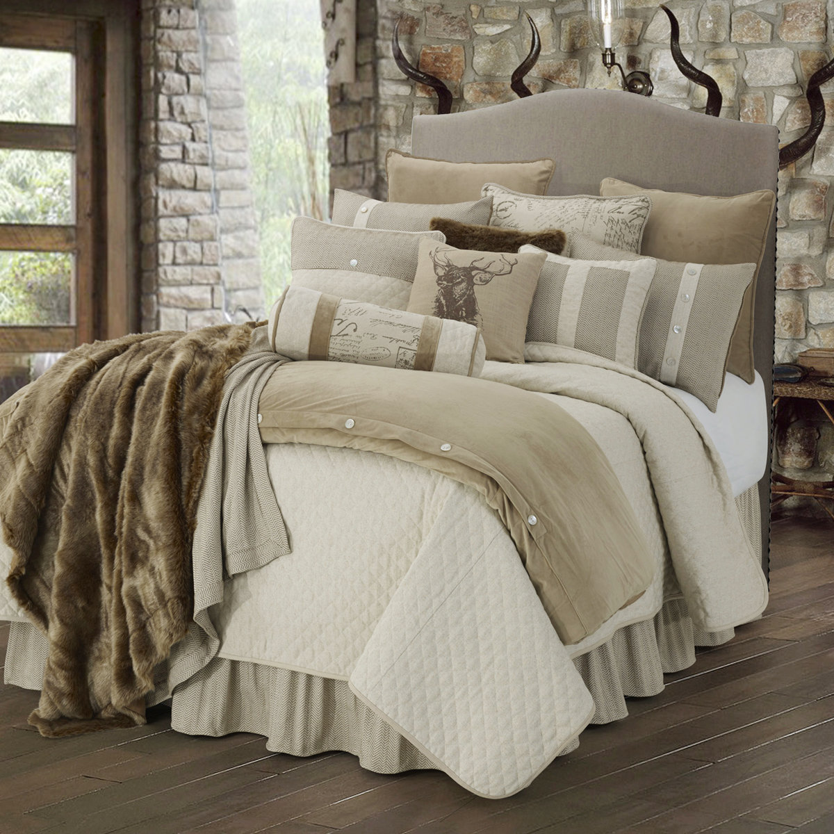 HiEnd Accents Fairfield Cream Tan Linen Blend Classic Modern Rustic ...