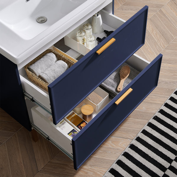 Mercer41 Rengel 32" Blue Modern Free-Standing Single Bathroom Vanity ...