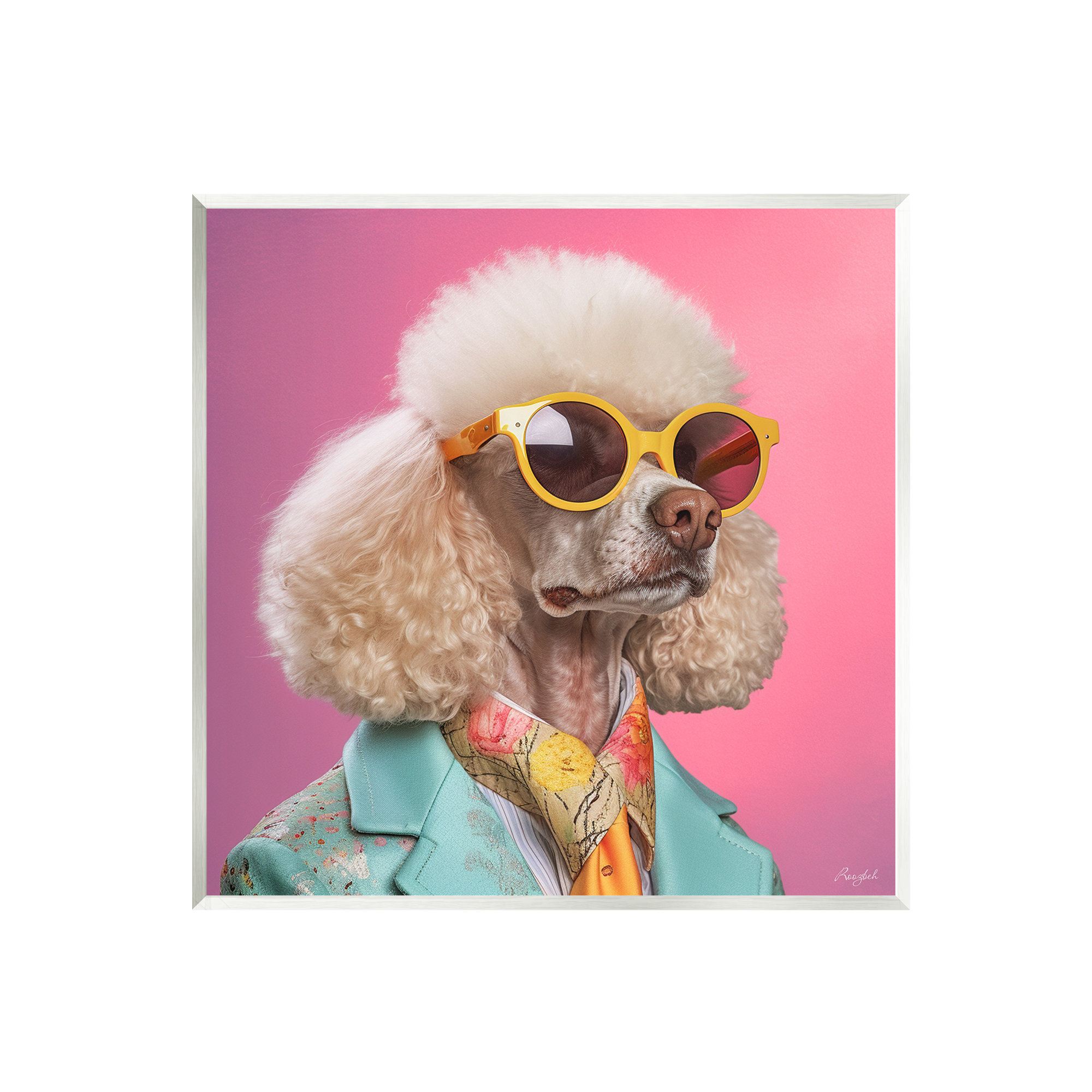 Stupell Industries Stylish Poodle Portrait Framed Giclee Art Design By ...