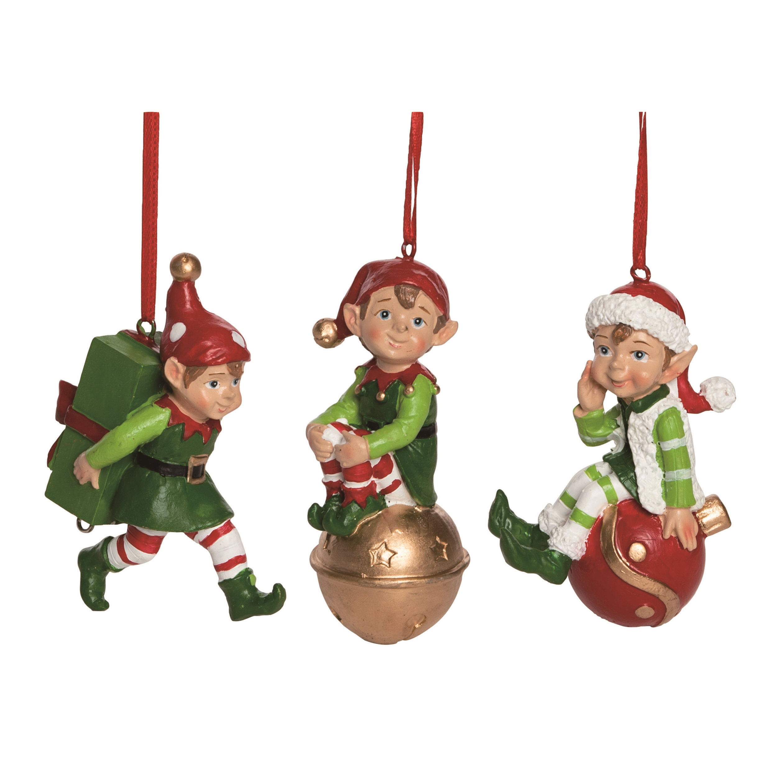 Dakota Fields Resin Jolly Elf Ornament Set of 3 Christmas Home ...