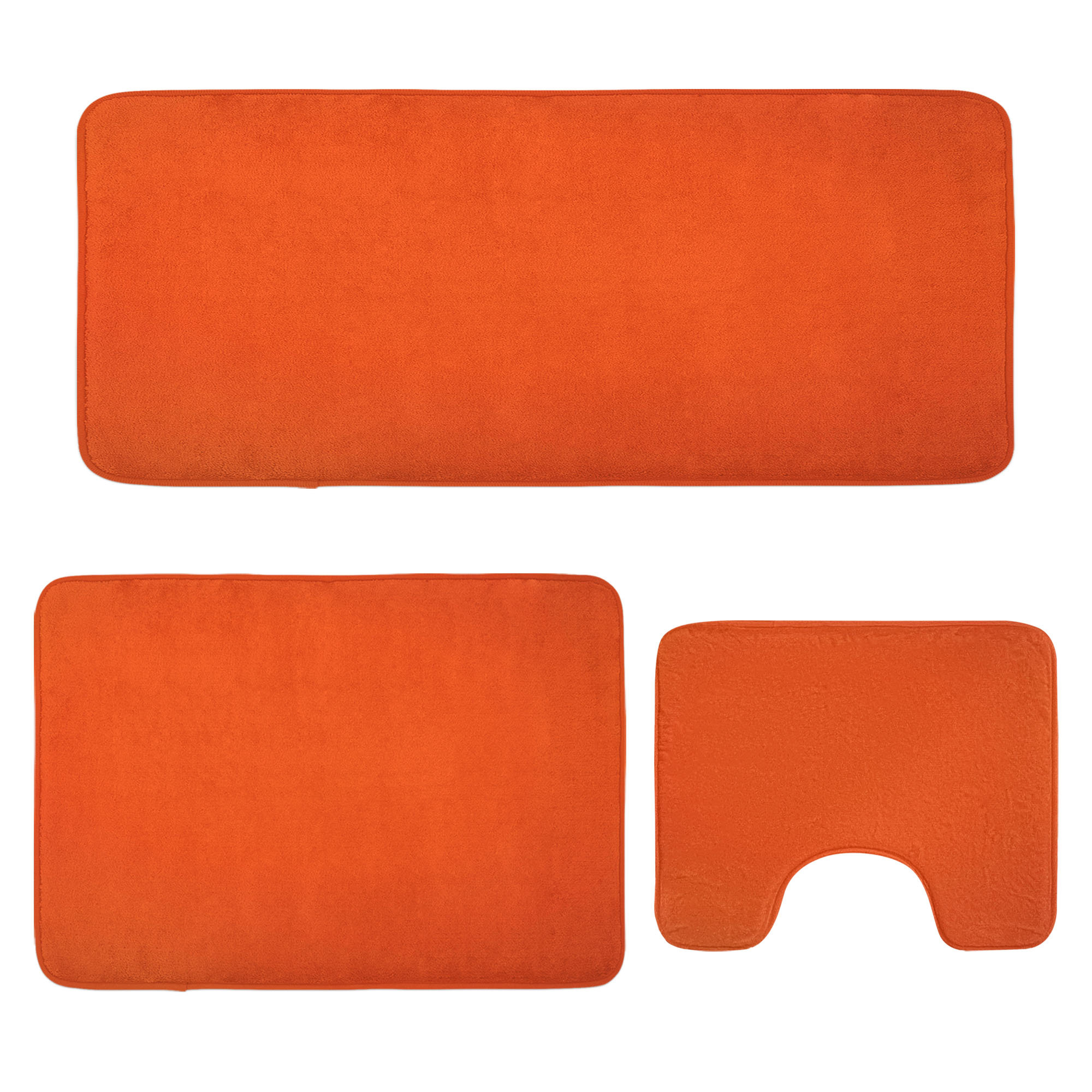 East Urban Home Orange Bathroom Rug Set 3 Pieces U-Shape & Rectangle ...