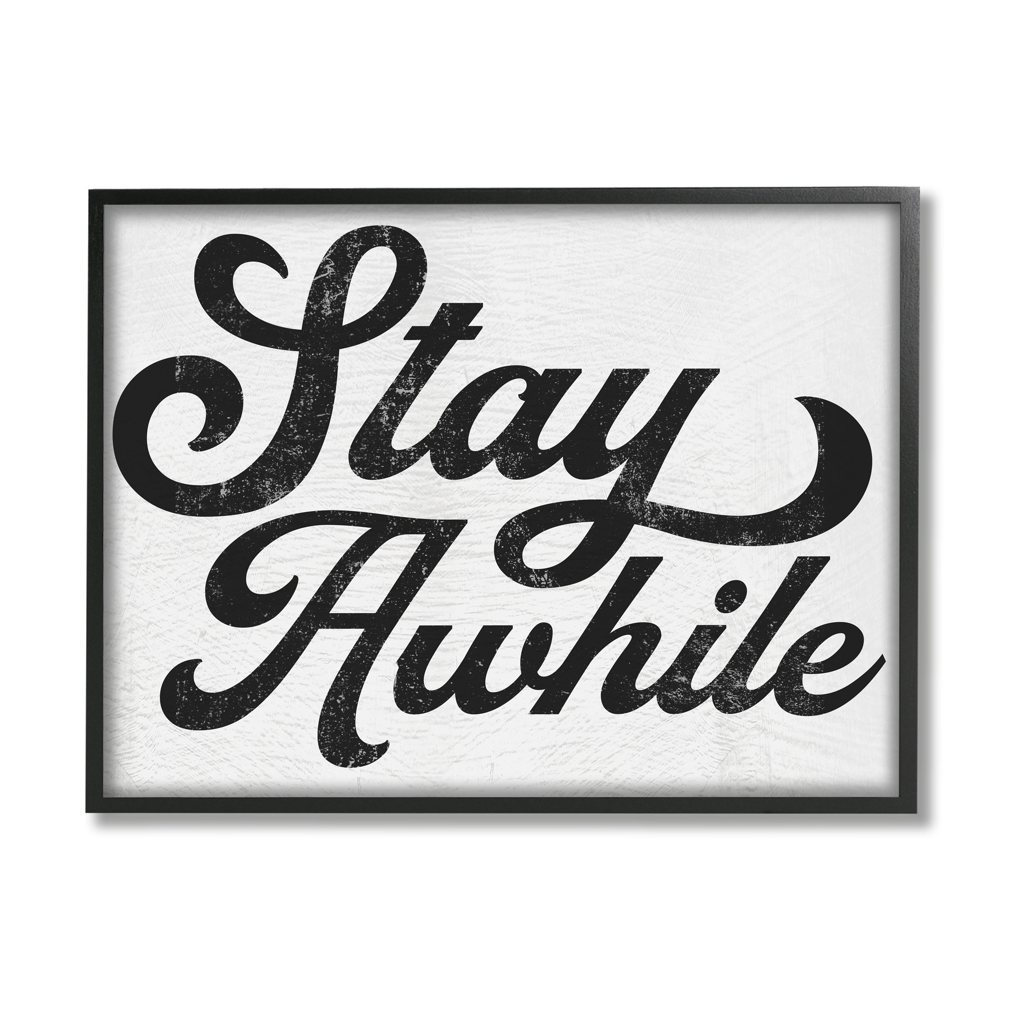 Stupell Industries Stay Awhile Retro Text Casual Vintage Phrase by ...