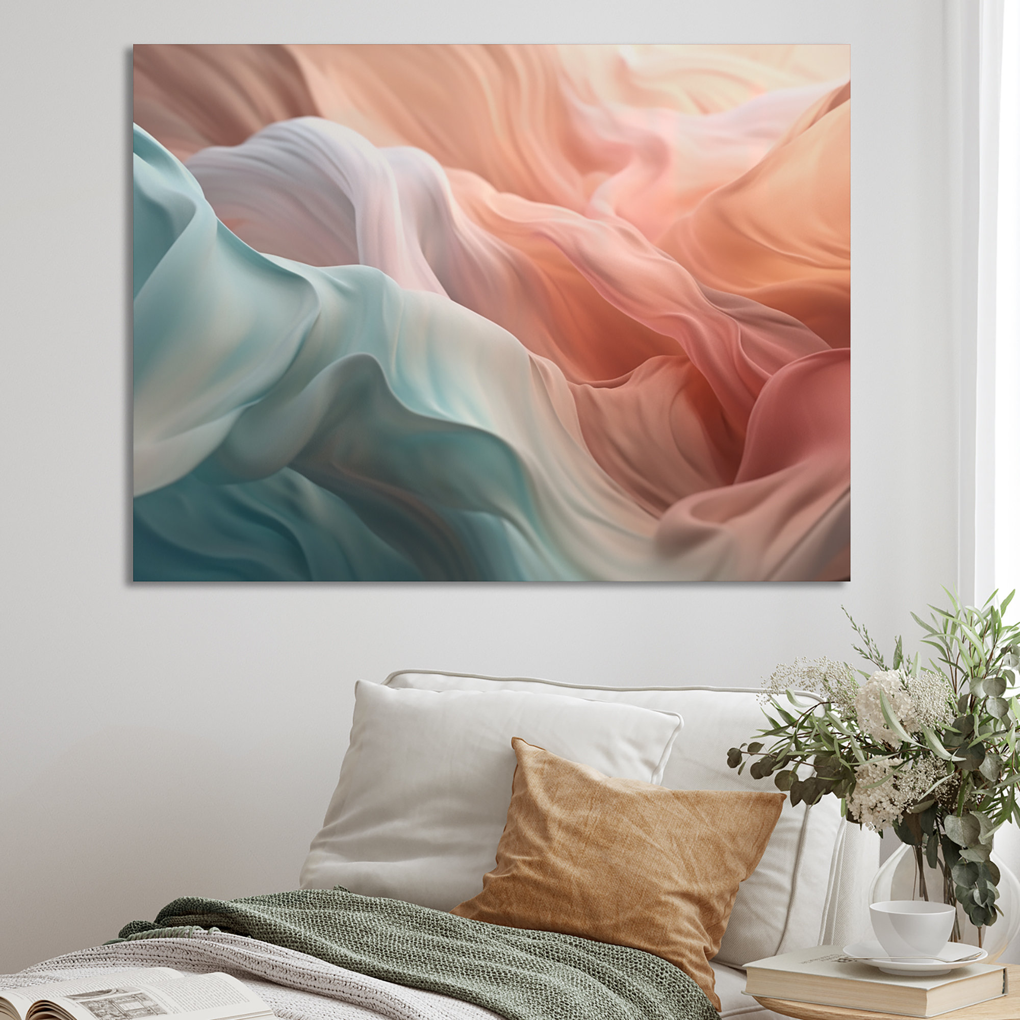 Ivy Bronx Orange Blue Dancing Colours II - Minimalism Wall Art Living ...