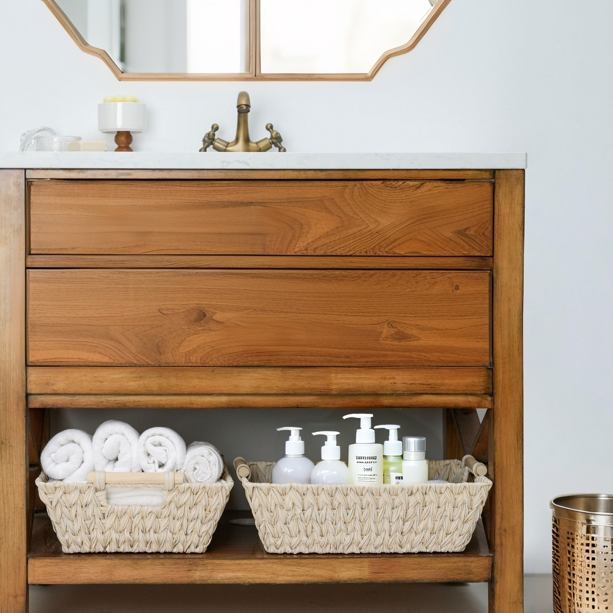 Rosecliff Heights 2-Pack Trapezoid Woven Storage Baskets With Handles ...