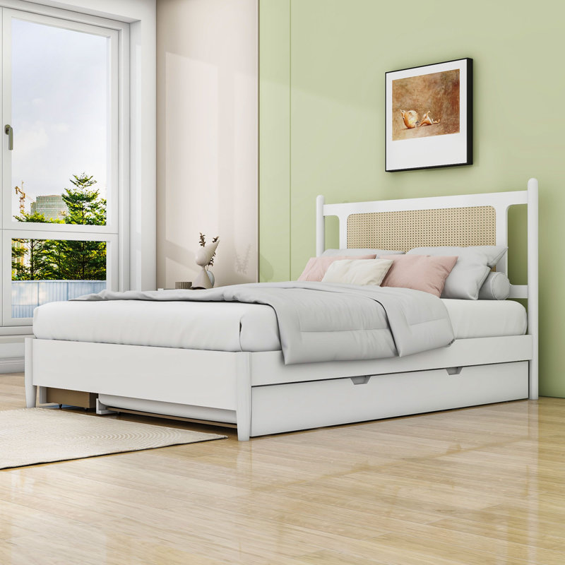 Ivy Bronx Jacqual Queen Size Platform Bed with 2 Drawers and Twin Size ...