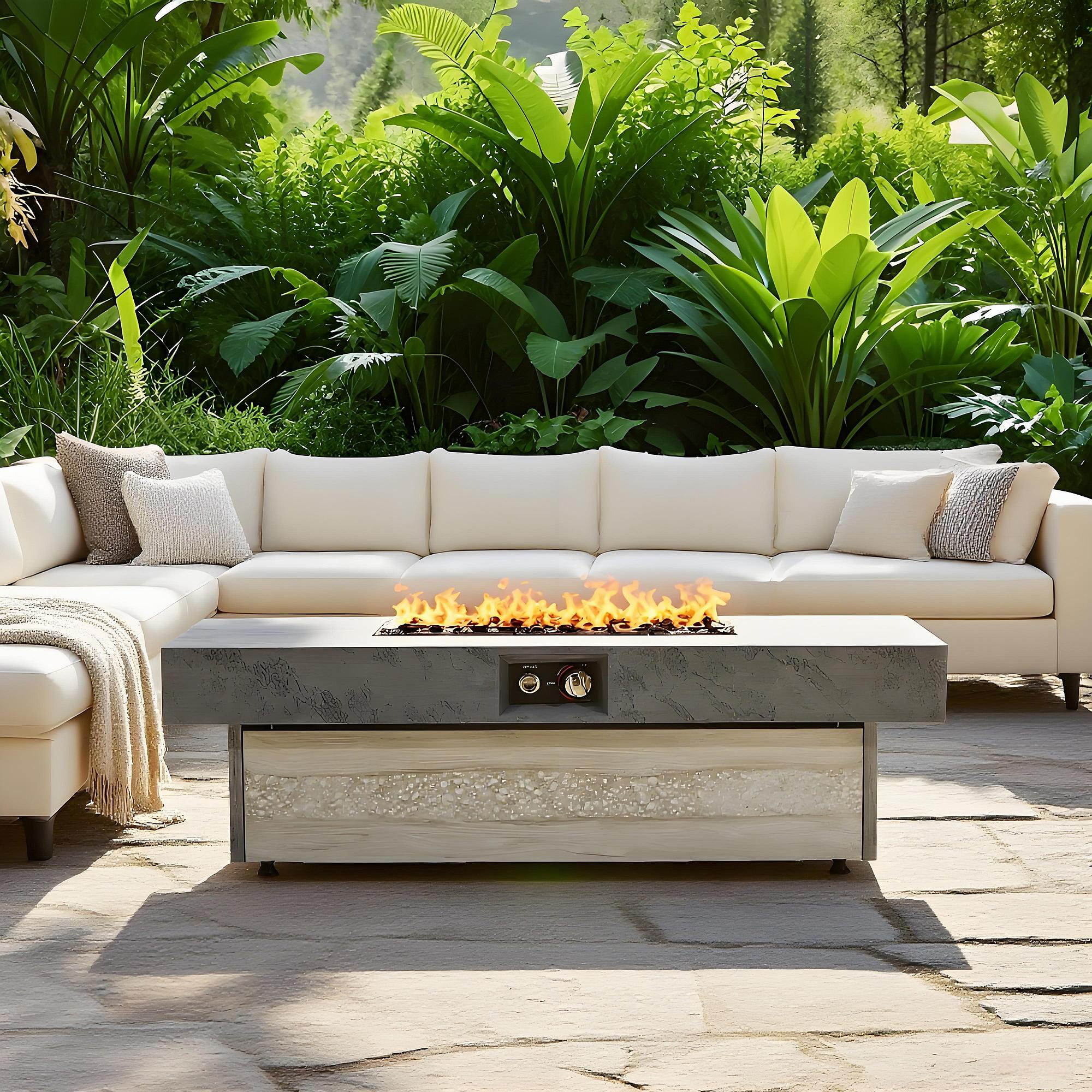17 Stories Tabletop Propane Fire Pits, 55 X 23 In, 50,000 BTU Outdoor ...