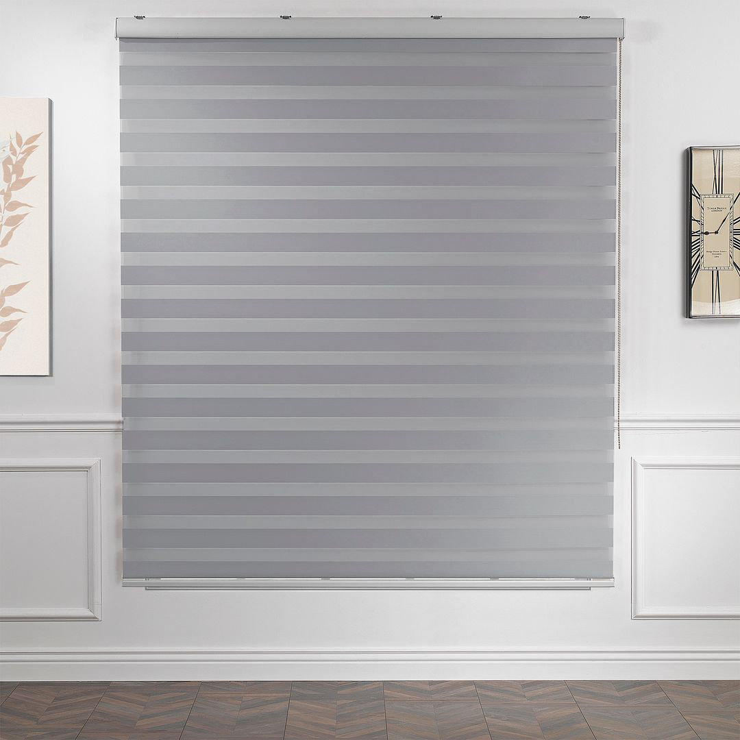 Lilijan Home & Curtain Solid Plain Zebra Blinds Window Dual Layer ...