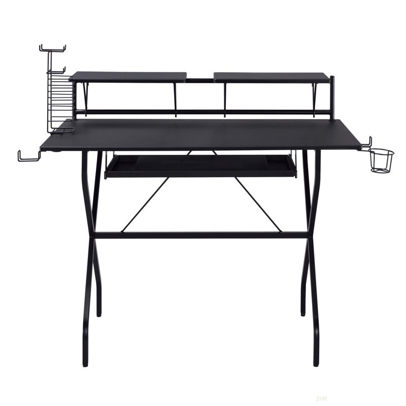 Inbox Zero Black Computer Desk With Keyboard Tray(Desk) | Wayfair