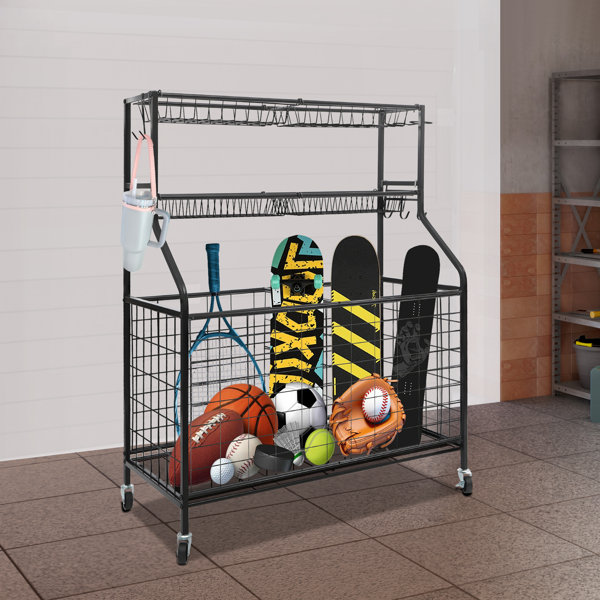 17 Stories Garage Sports Equipment Organizer Ball Storage Rack Toy ...