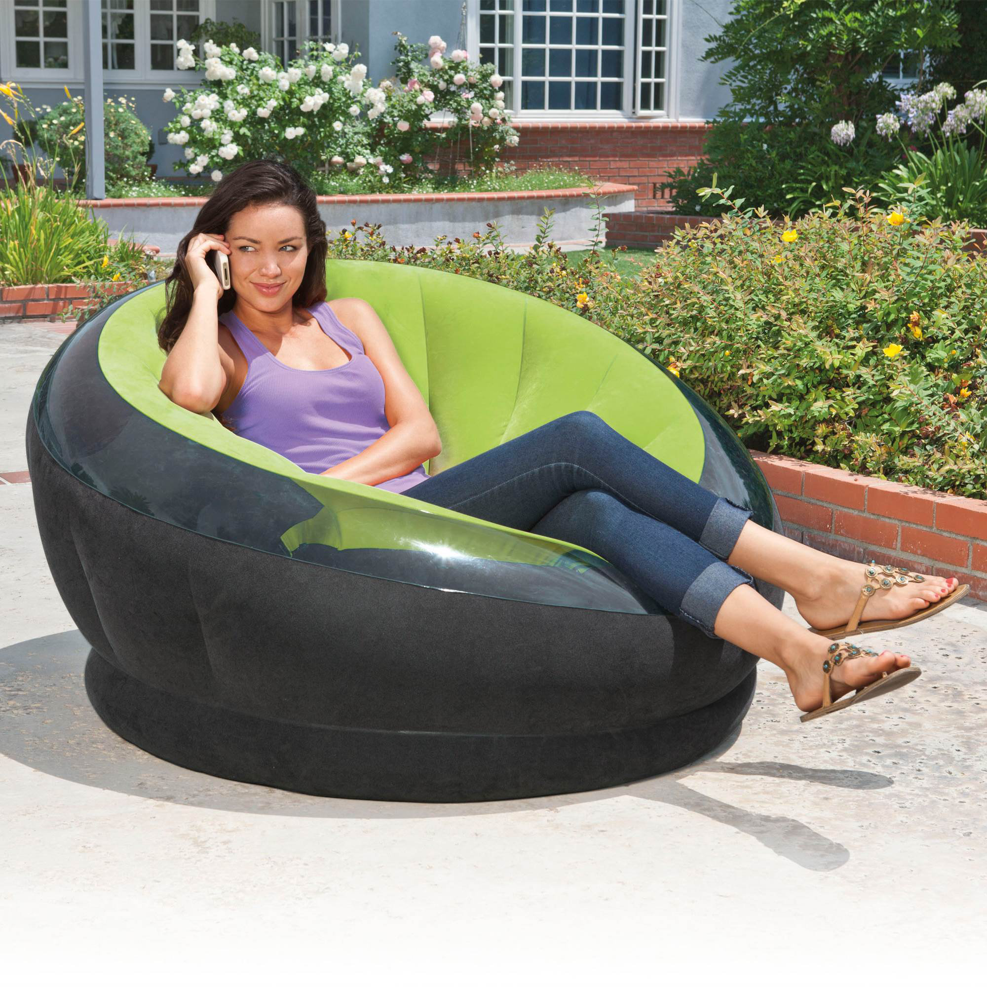 Intex Empire Inflatable Lounge Chair, Lime Green & Intex 120V Electric ...