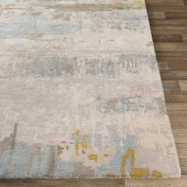 17 Stories Barroso Handmade Blue/Beige Rug | Wayfair