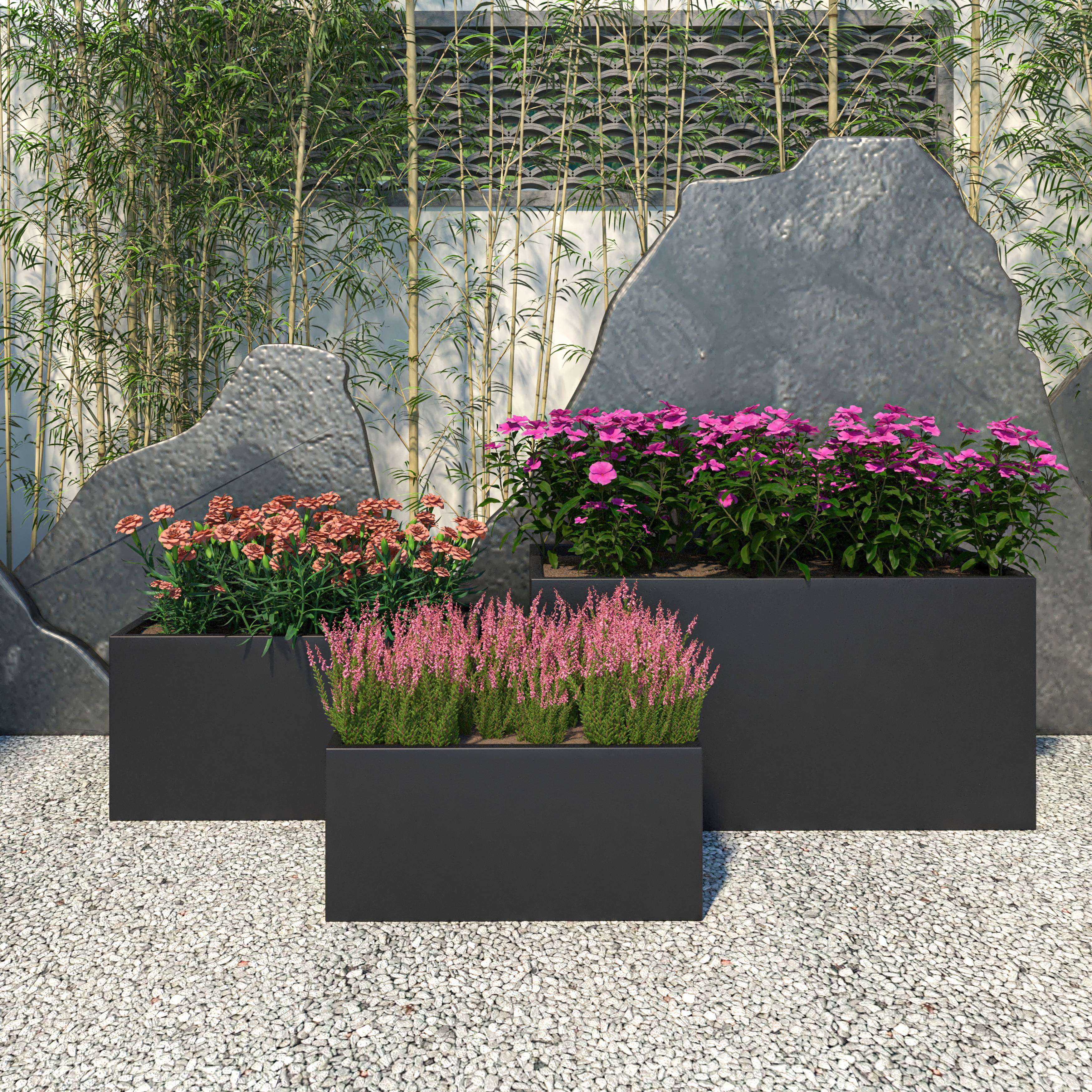 Hokku Designs Margalit 3-Piece Rectangular Fiberstone Planter ...