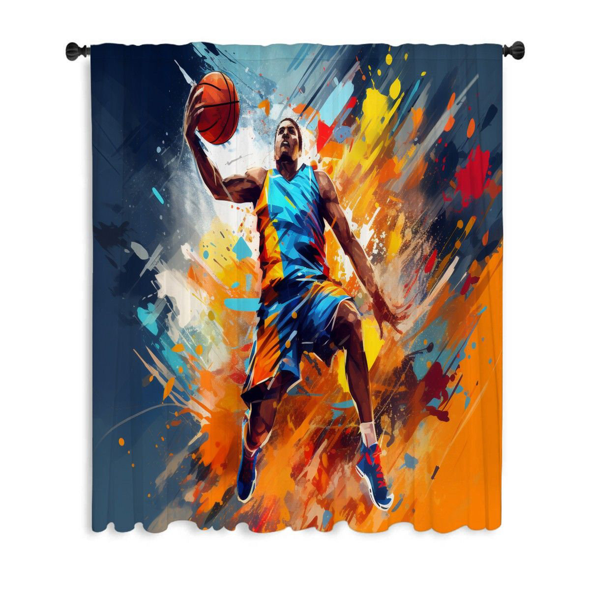 VisionDecor Basketball Window Curtains, Cool Blockout & Sheer Curtains ...