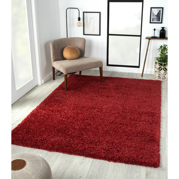 17 Stories Lush Solid Colour Machine Woven Weinrot Area Rug & Reviews ...