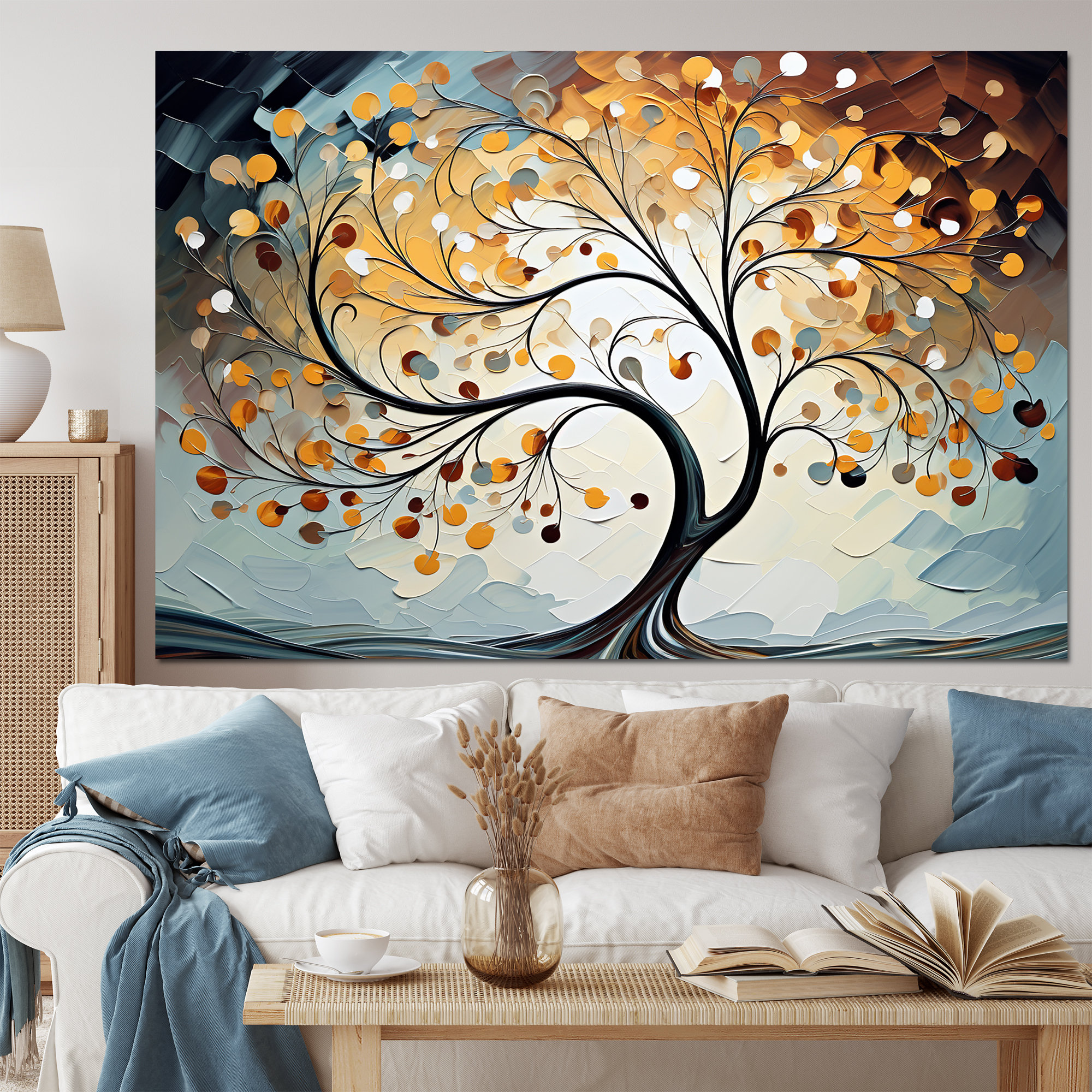 Red Barrel Studio® Yellow Grey Majestic Canopies Tree - Trees Wall Art ...