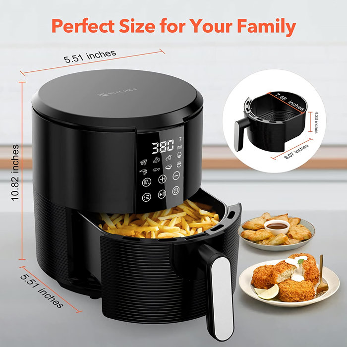Intexca Kitcher 3.5qt Air Fryer With Led Digital Display, Temperature ...