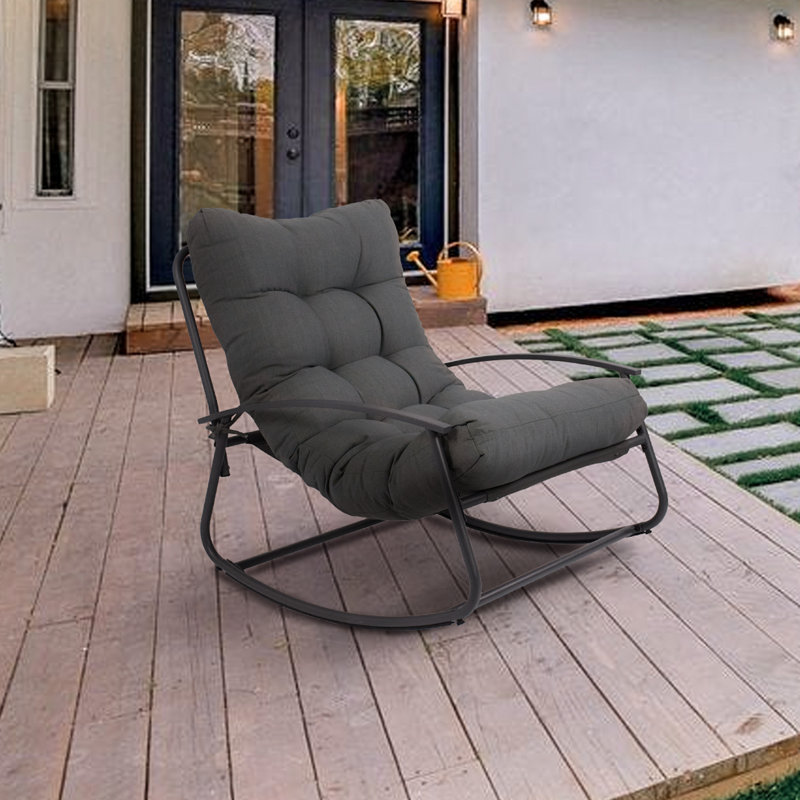 Wrought Studio™ Ghiorghi Metal Outdoor Rocking Chair "& Reviews" | Wayfair