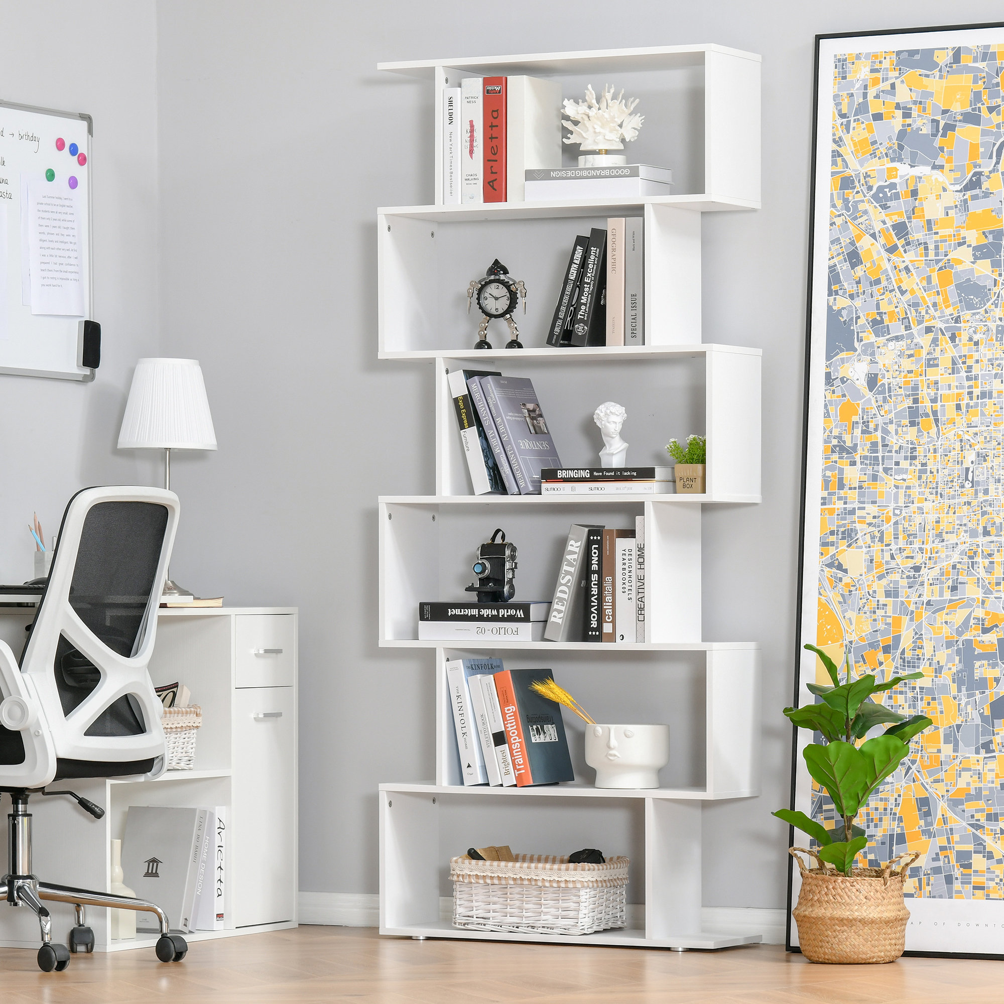 Orren Ellis Mosqueda 6-Tires Wooden Geometric Bookcase & Reviews | Wayfair