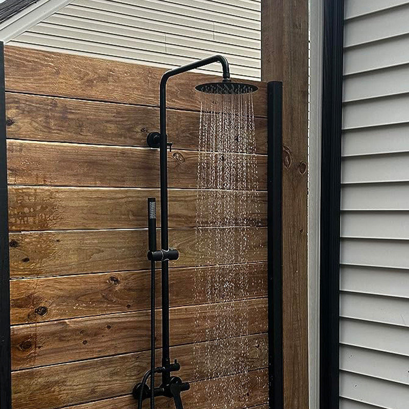 LIKOBI Matte Black Outdoor Shower Fixture Rainfall Single Handle Shower ...